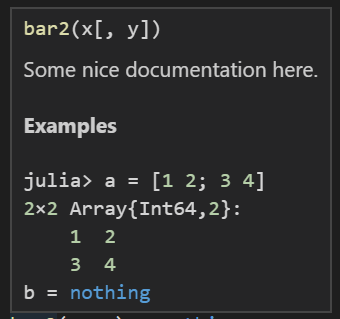 Improve docstring rendering · Issue #936 · julia-vscode/julia-vscode · GitHub