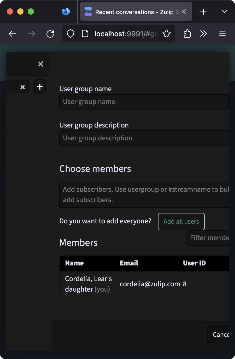Improvements and bug fixes for new groups management UI · Issue #24443 · zulip/zulip · GitHub