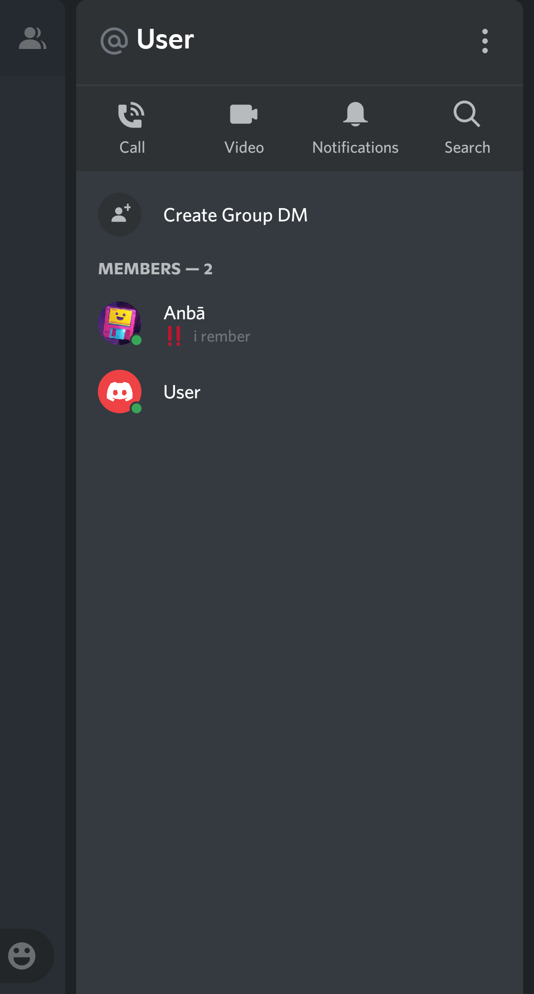 Show DM options (pinned messages, search, close dm) in a ⋮ menu in top ...