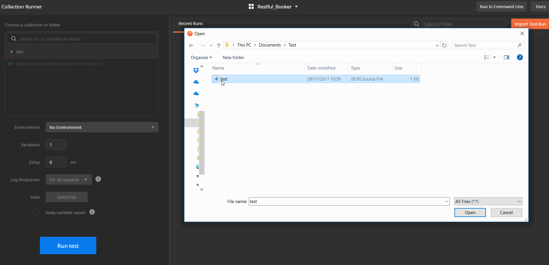 Collection Runner unable to identify the Data File Type for JSON file. · Issue #4353 ...