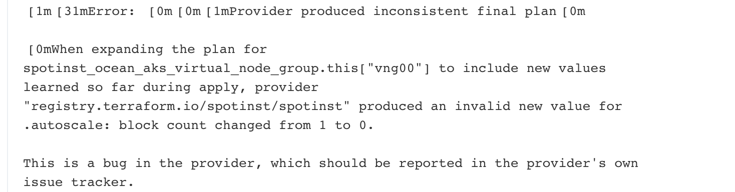 Provider produced inconsistent final plan · Issue #323 · spotinst/terraform-provider-spotinst ...