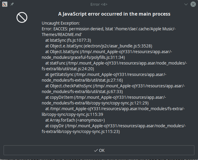 Snap permission errors causing JavaScript error when launching app on Ubuntu/Linux · Issue #151 ...