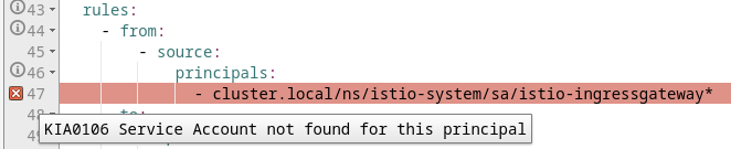 KIA0106 false positive with wildcard · Issue #5729 · kiali/kiali · GitHub