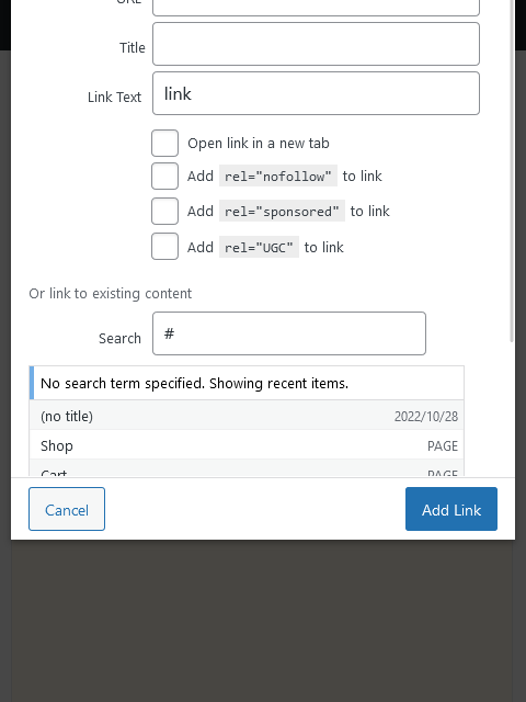 Updating link editor modal styles for WordPress 6.1 · Issue #3205 ...