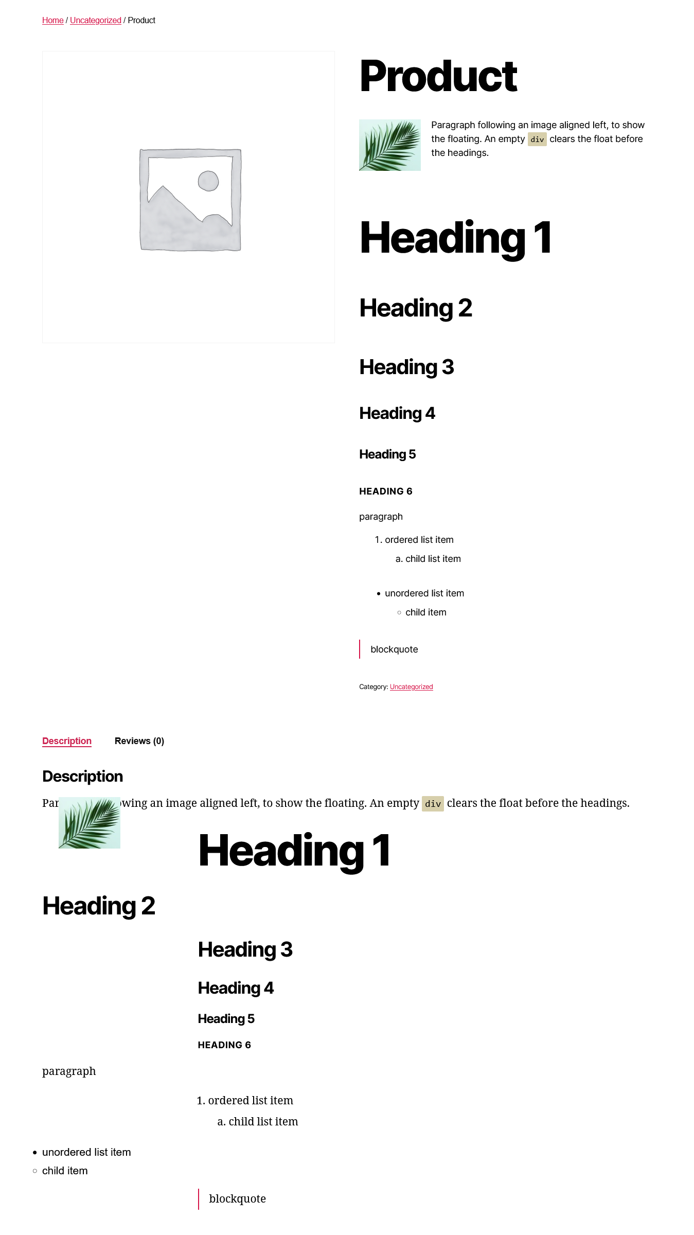 Single product description styles need editing for Twenty Twenty and ...