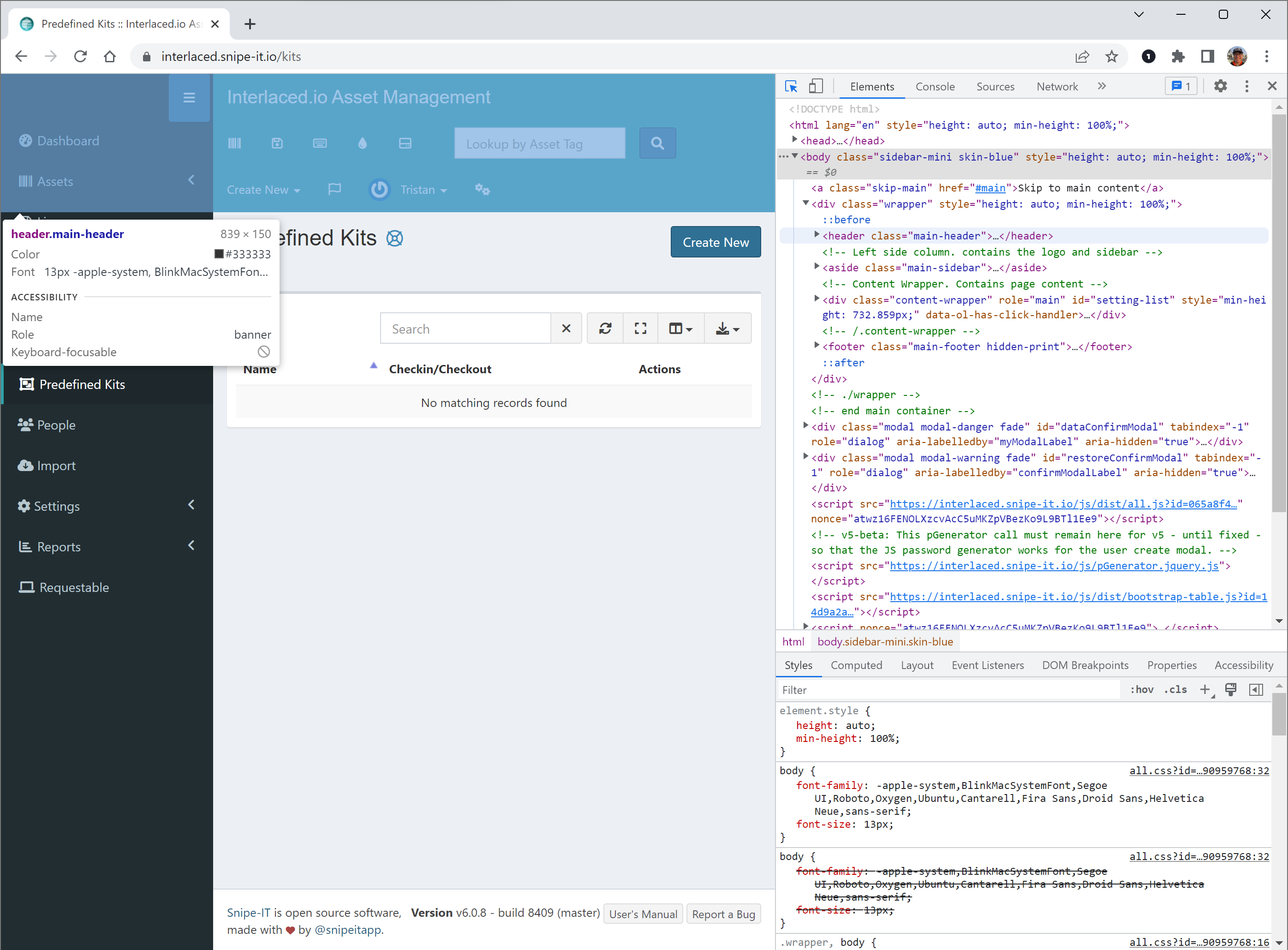 Unclickable Assets button while the browser is only half its normal ...