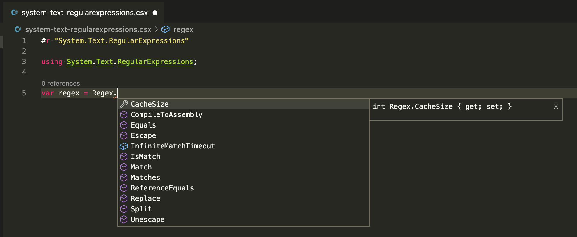 System.Text.RegularExpressions does not exist in .csx files · Issue #4274 · dotnet/vscode-csharp ...