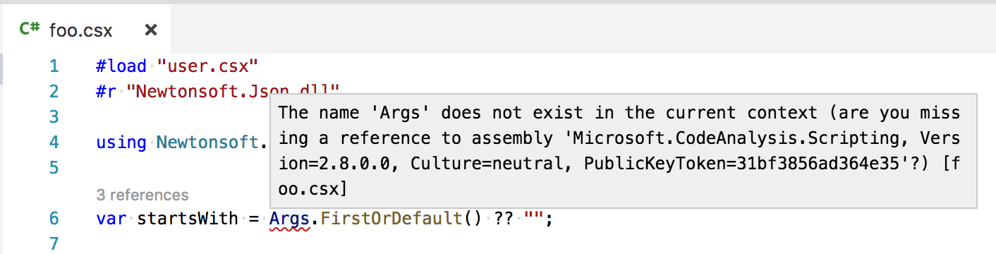 CSX regression: Missing reference to Microsoft.CodeAnalysis.Scripting, Version=2.8.0.0 when ...