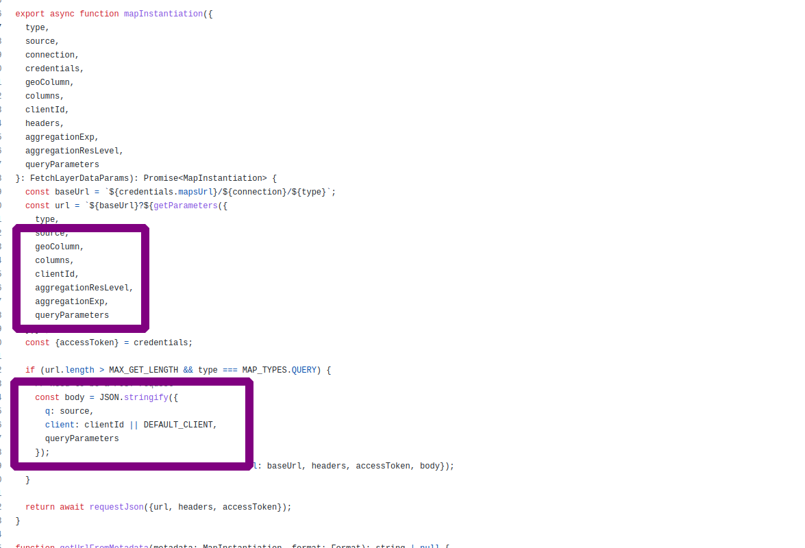[Bug] map query more than 2048 chars doesn't send geoColumn · Issue #7243 · visgl/deck.gl · GitHub