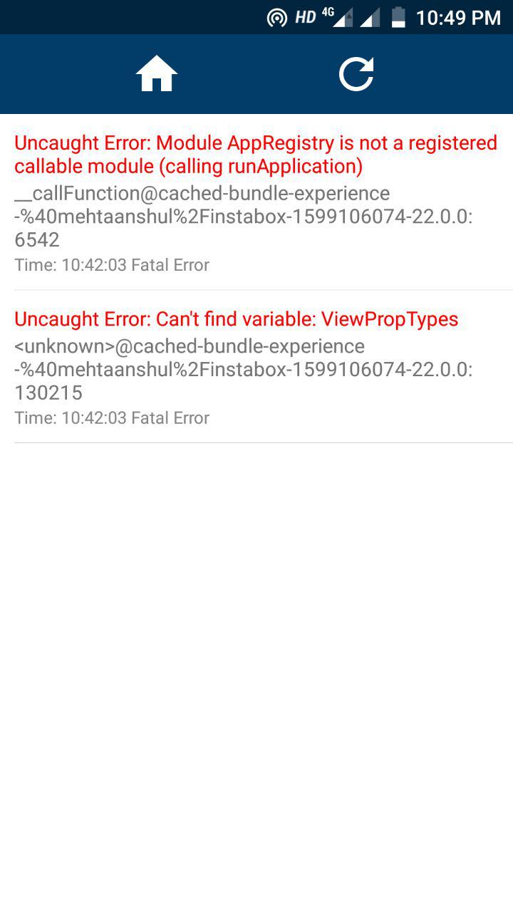 Uncaught Error: Module AppRegistry is not a registered callable module ...