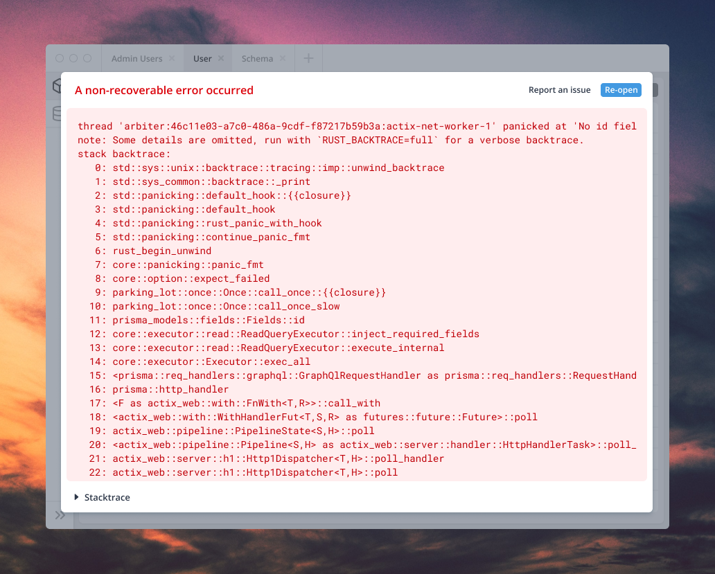 Add "Reload" button + report issue flow · Issue #66 · prisma/studio · GitHub