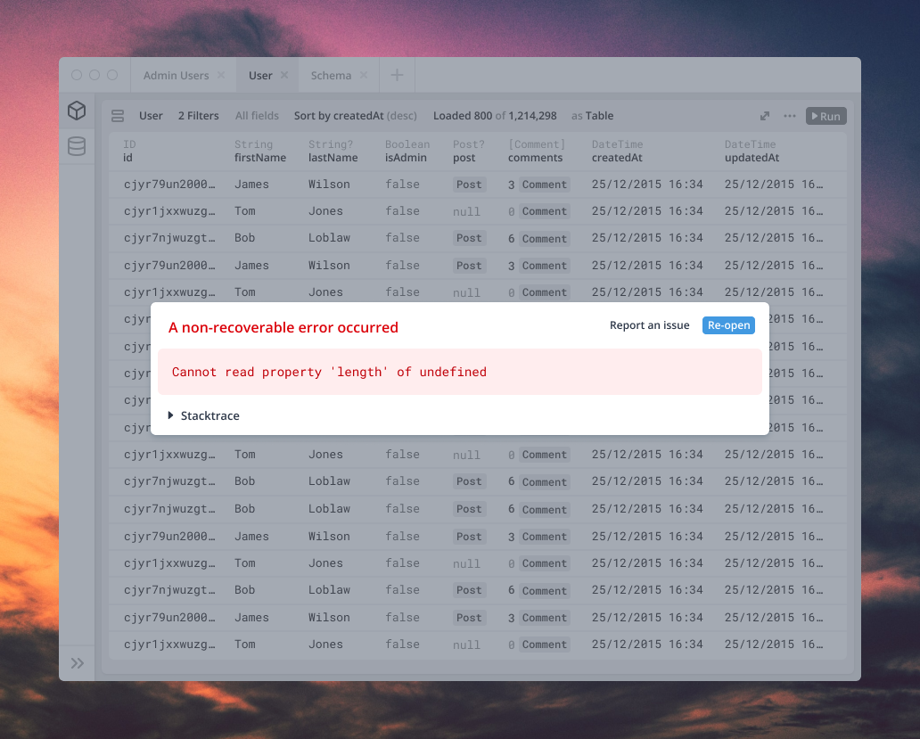 Add "Reload" button + report issue flow · Issue #66 · prisma/studio · GitHub