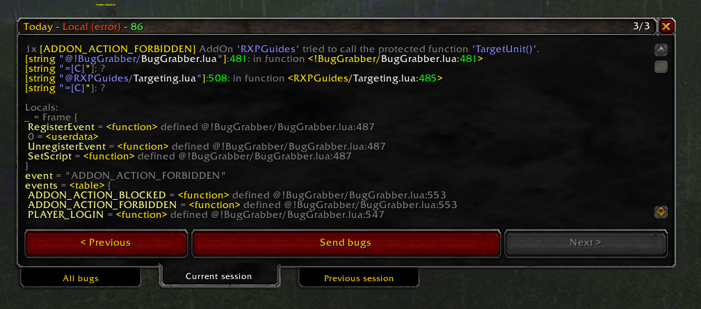 RXPGuides attempted to call the forbidden function TargetUnit() · Issue #189 · RestedXP ...