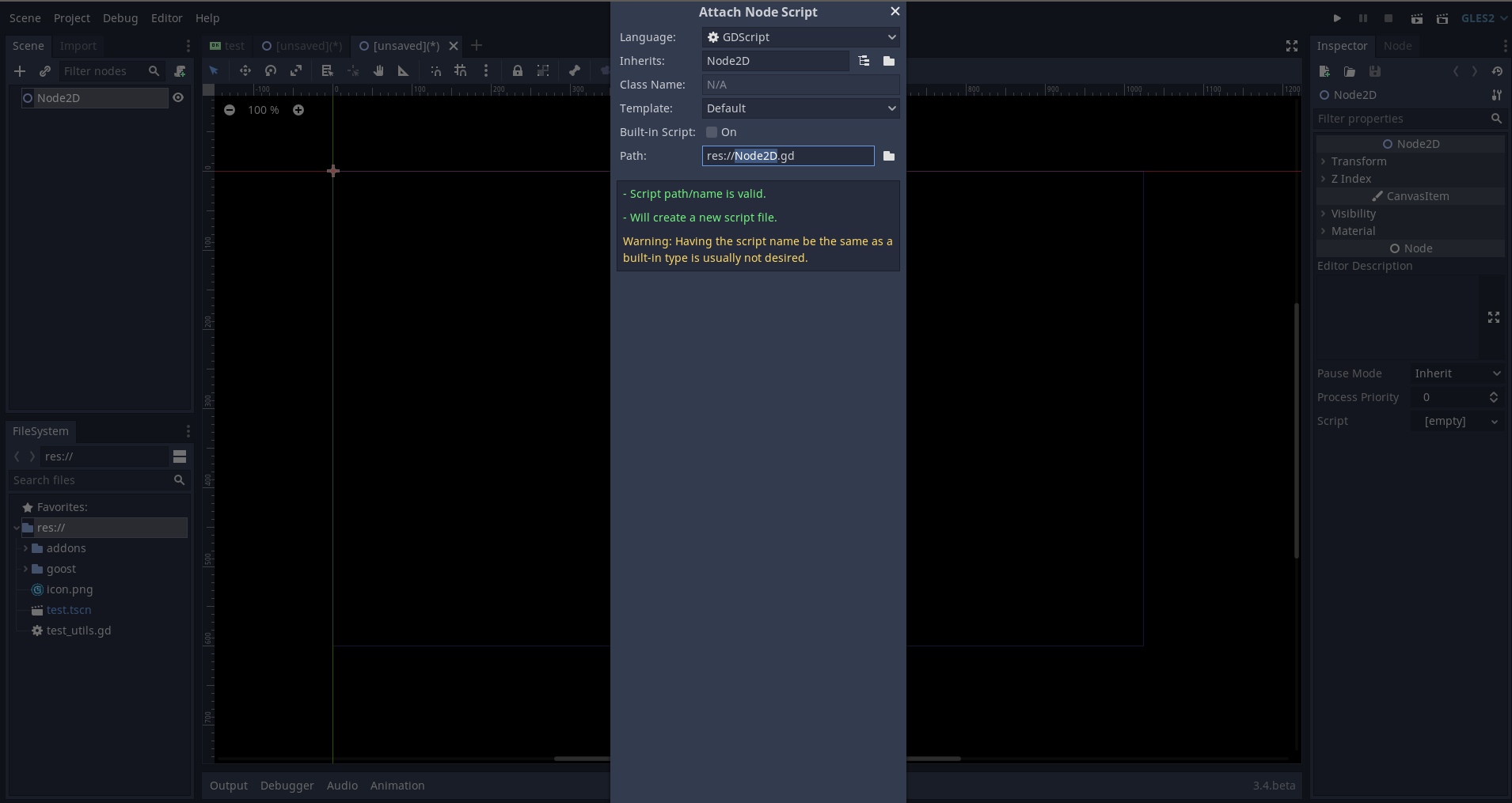"Attach Node Script" popup is stretched across entire viewport height · Issue #48481 ...