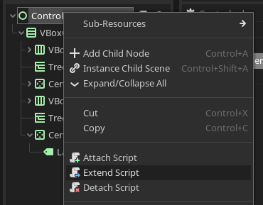 Improve usability of script create dialog when using "Extend Script" scene tree dock option ...