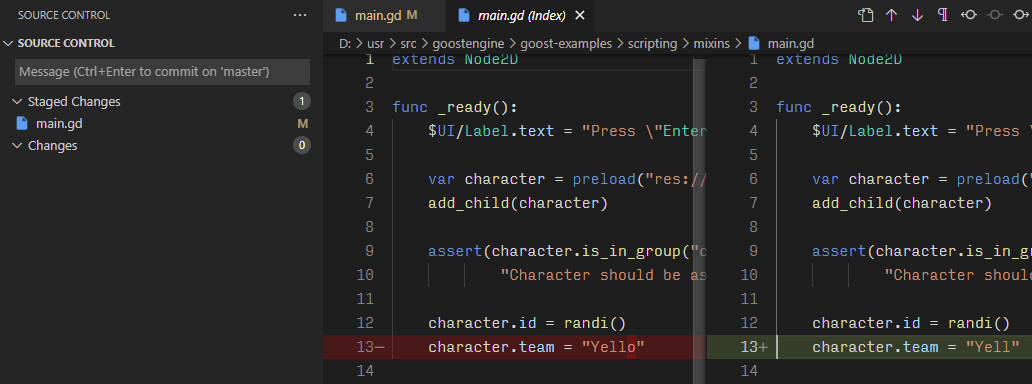 Version control diff viewer doesn't display changes for already staged files · Issue #50427 ...