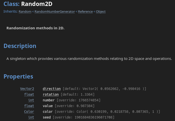The `--doctool` command generates random default property values in ...