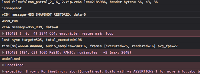 bug in take/restore snapshot on dev branch · Issue #596 · dirkwhoffmann/virtualc64 · GitHub