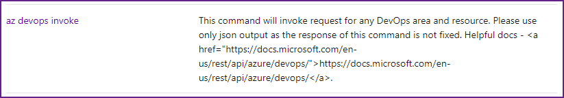 HTML issue in the description of "az devops invoke"? · Issue #1781 · Azure/azure-cli-extensions ...