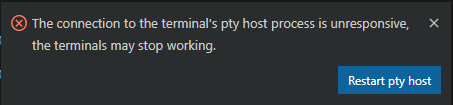 Terminal's pty host process is unresponsive. Terminal crashes and Remote SSH disconnected ...