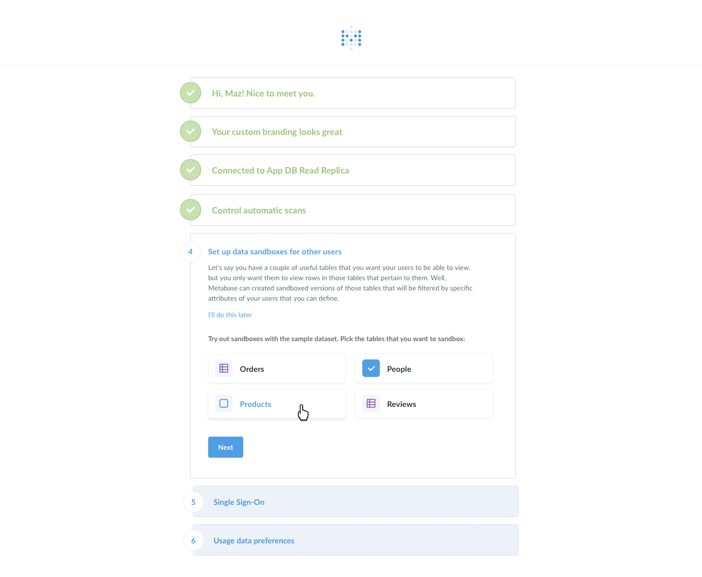 Setup wizard to get people to a working instance · Issue #28630 · metabase/metabase · GitHub
