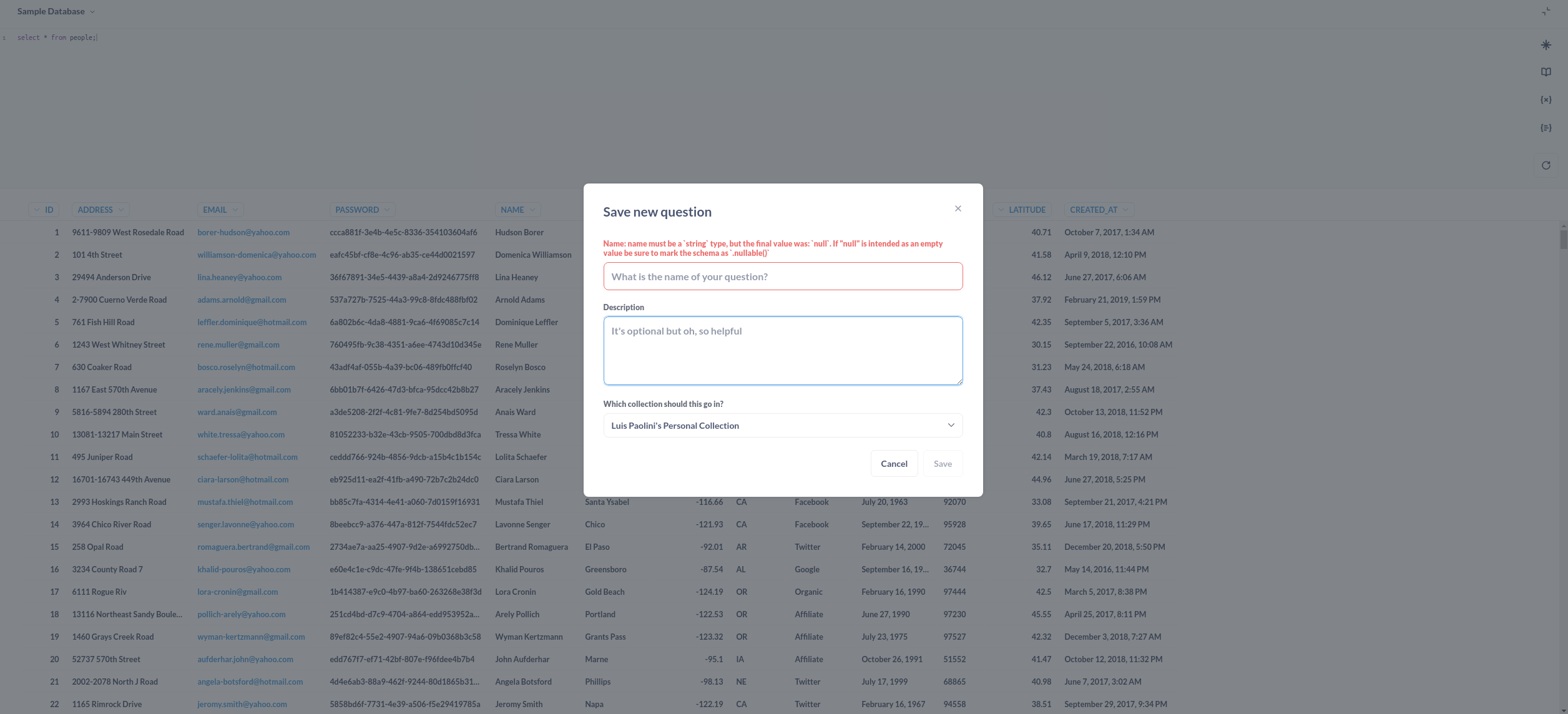Humanize the error on the FE about null names in questions · Issue #31787 · metabase/metabase ...