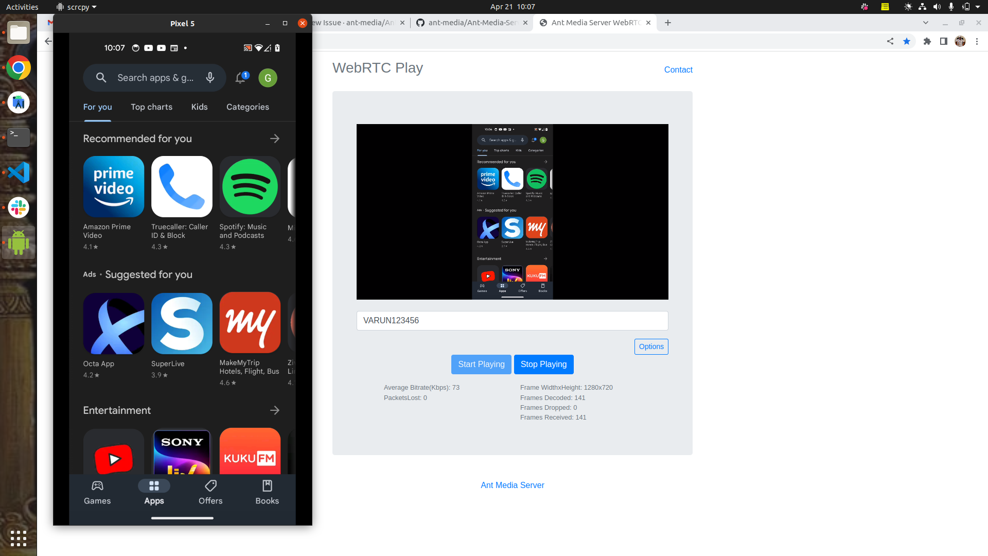 Android 14 Beta 1 while rotating to Landscape, streaming is getting stopped. · Issue #5027 · ant ...