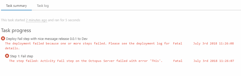 Step error message is no longer displayed on task summary · Issue #4696 · OctopusDeploy/Issues ...
