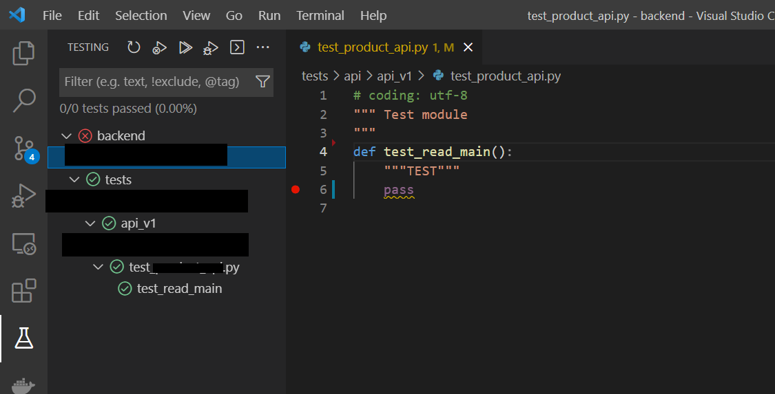 Python/Pytest VSCode Test explorer stuck in recursion. Blocks work ...