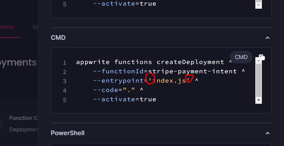 🐛 Bug Report Cloud Function Deployment Example For Cmd Shows Invalid Syntax · Issue 6105