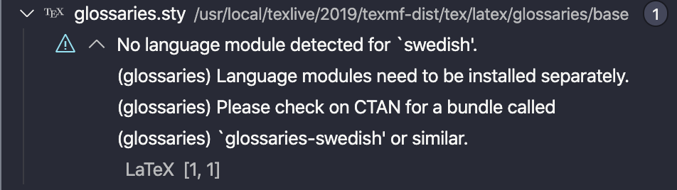 glossaries-swedish · Issue #2021 · James-Yu/LaTeX-Workshop · GitHub