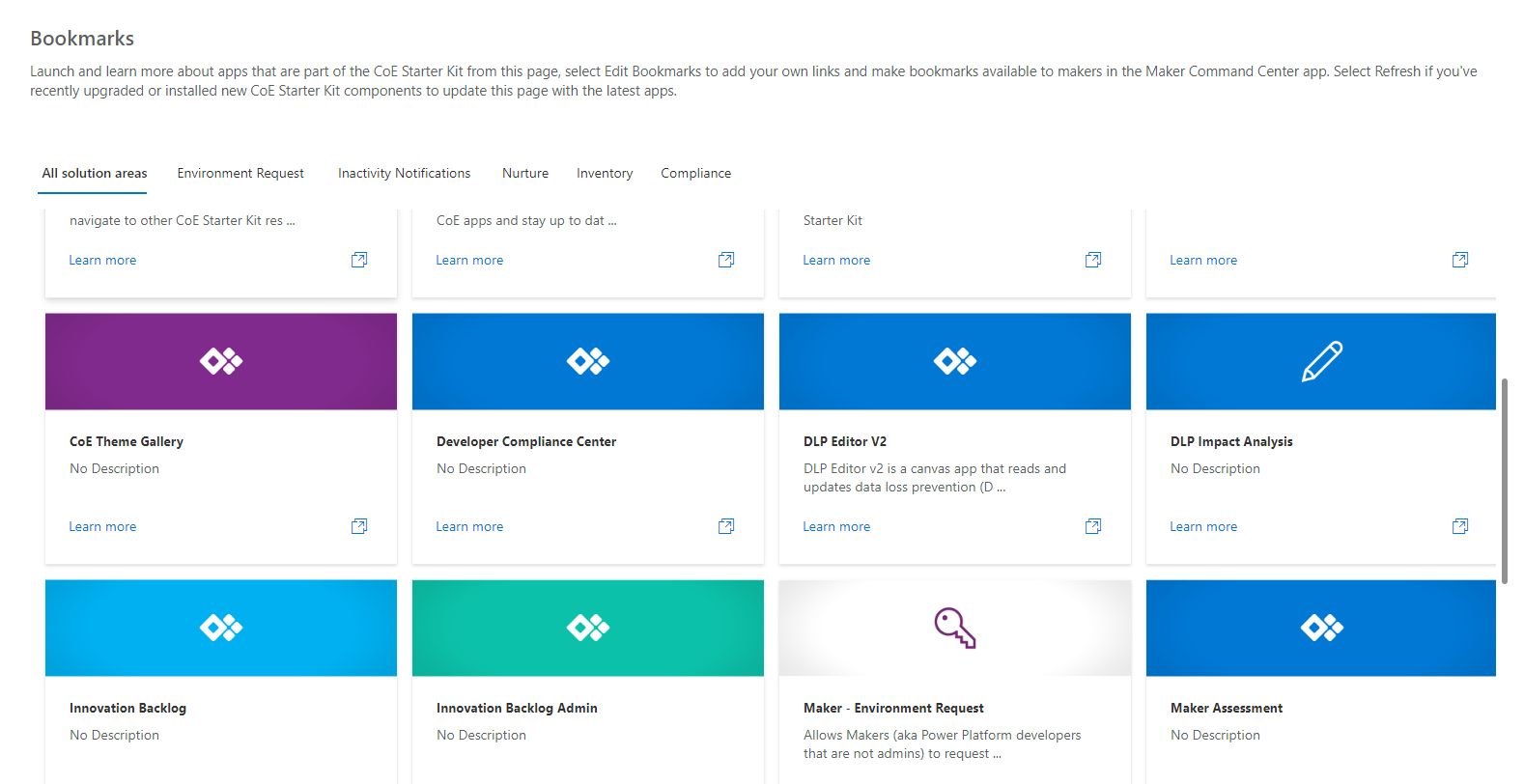 [CoE Starter Kit - BUG] Command Center Bookmarks page still missing descriptions for MDAs after ...