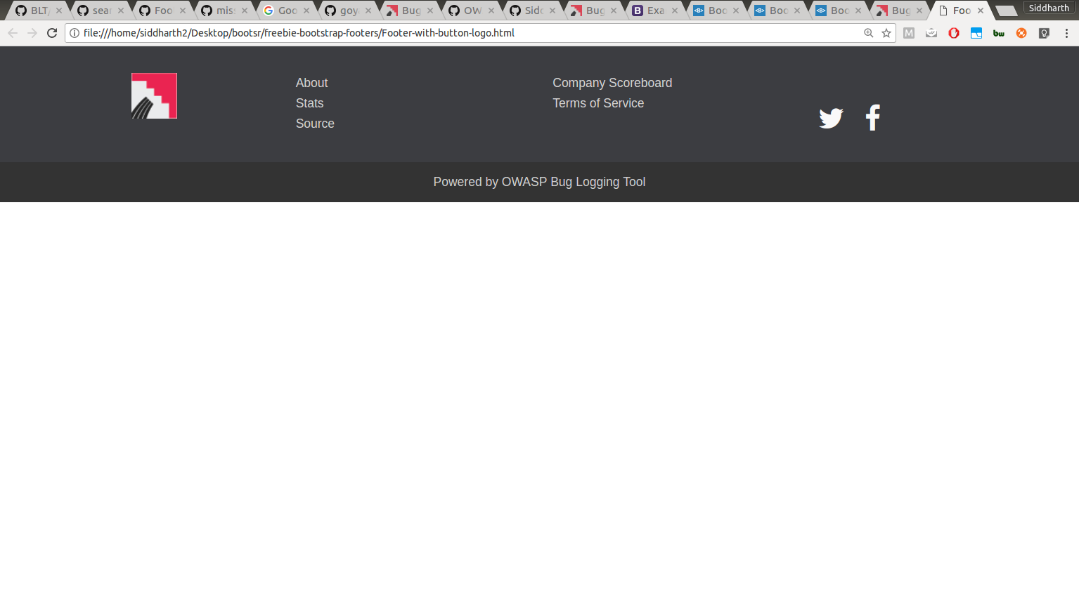 Footer for the website. · Issue #306 · OWASP-BLT/BLT · GitHub