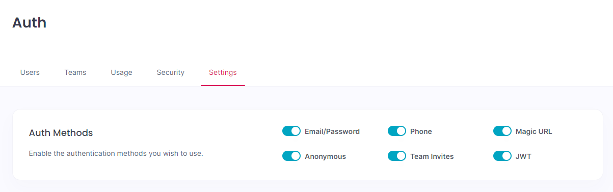 🐛 Bug Report: Auth Methods Web UI · Issue #5424 · appwrite/appwrite · GitHub