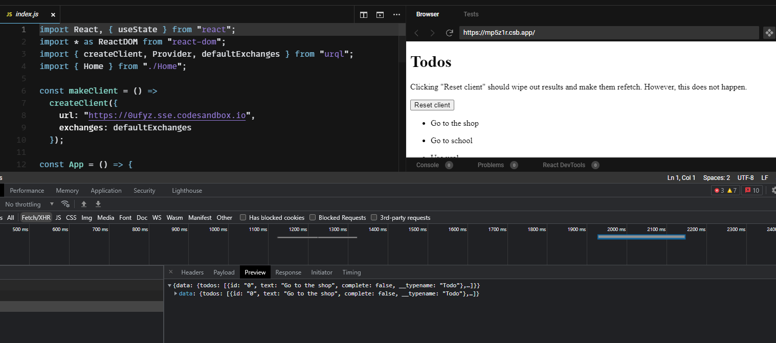 Cache doesn't invalidate when creating a new client · Issue #2511 · urql-graphql/urql · GitHub