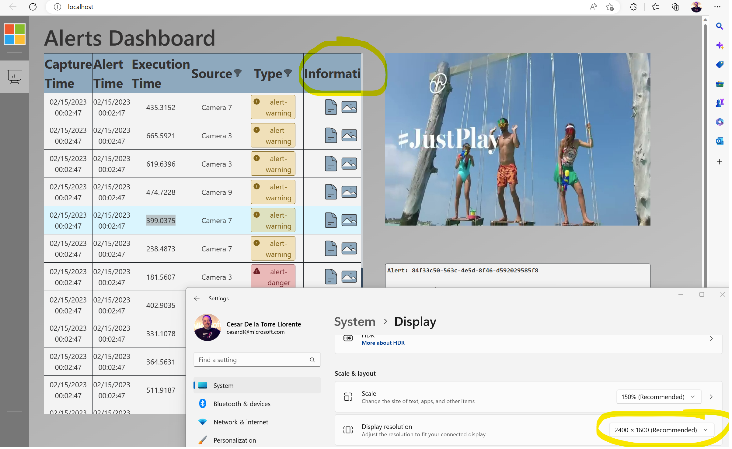 [UI] Improve UI headers and don't show decimals in execution time, plus show "ms" as the unit ...