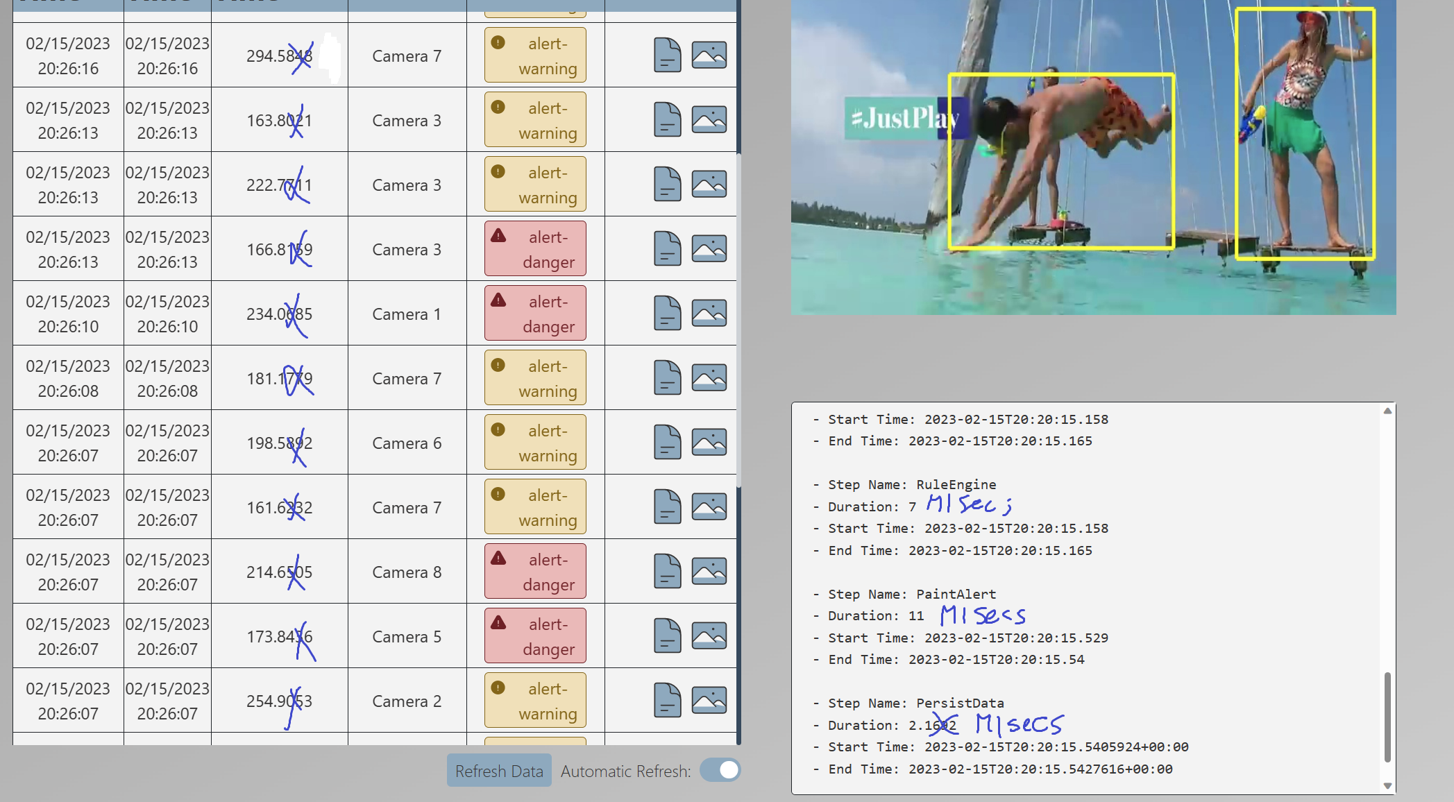 [UI] Improve UI headers and don't show decimals in execution time, plus show "ms" as the unit ...