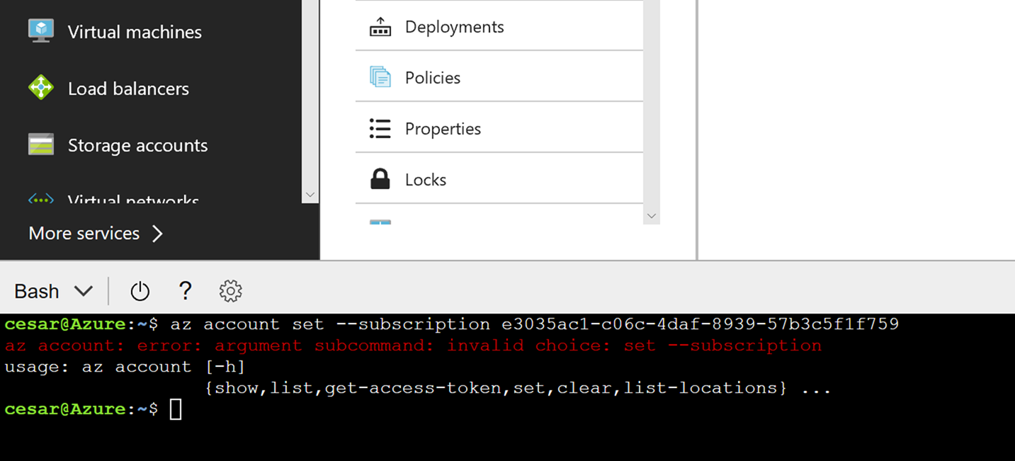 Error When Trying To Select Azure Subscription From Azure Cloudshell · Issue 4426 · Azureazure