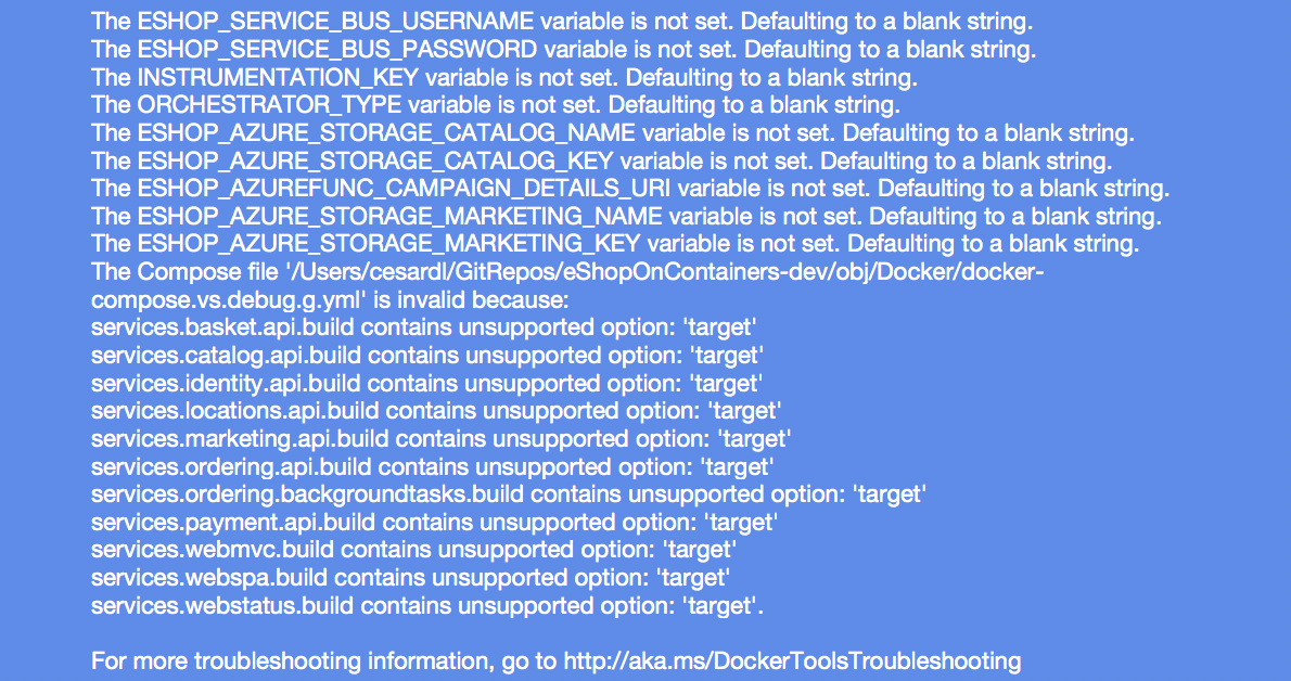[Issue] Issue in Visual Studio for Mac when trying to run the solution - docker-compose.vs.debug ...