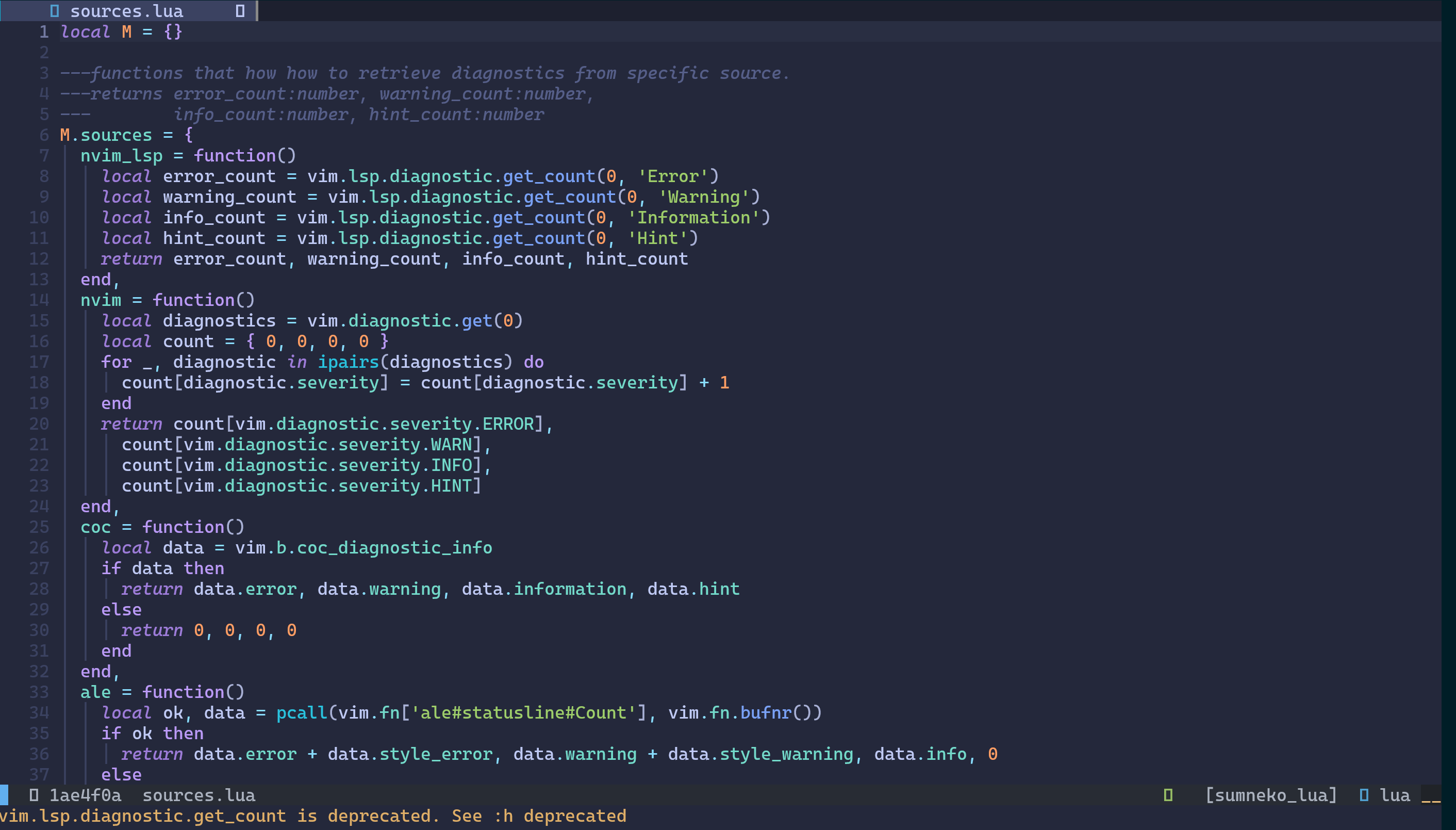 Bug Vim Lsp Diagnostic Get Count Is Deprecated · Issue 479 · Nvim Lualine Lualine Nvim