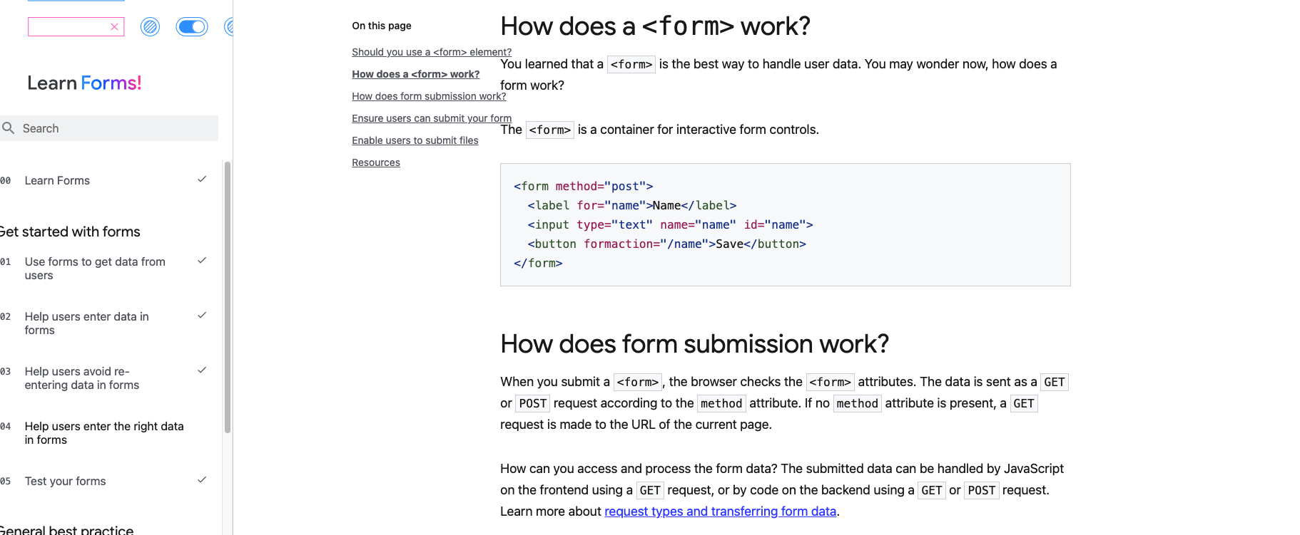 [Courses] TOC overlaps with the main content · Issue #6569 · GoogleChrome/web.dev · GitHub
