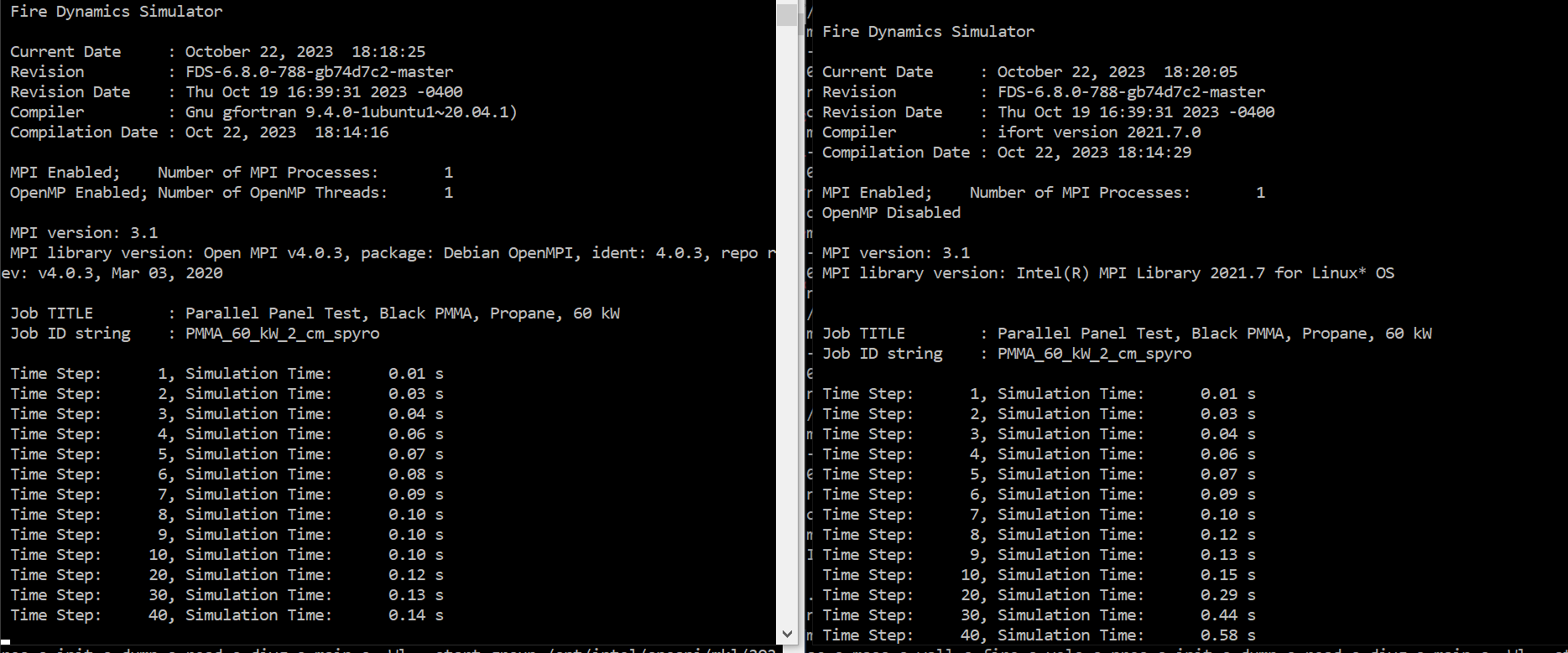 Different solutions in ompi_gnu_linux and impi_intel_linux · Issue #12198 · firemodels/fds · GitHub