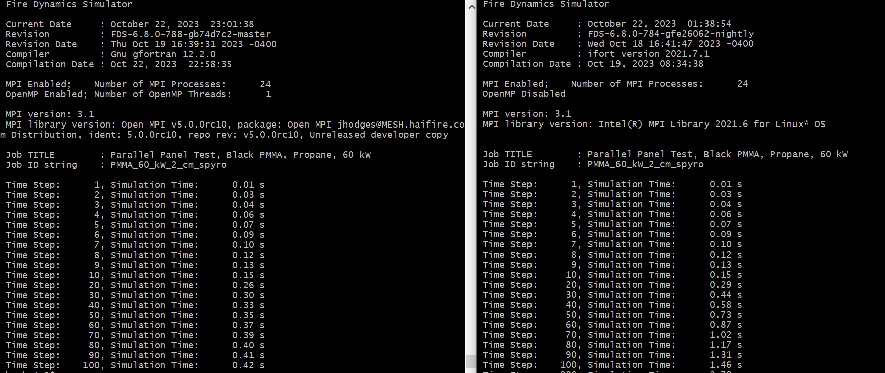 Different solutions in ompi_gnu_linux and impi_intel_linux · Issue #12198 · firemodels/fds · GitHub