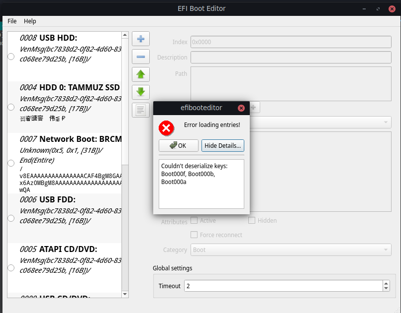 Couldn't deserialize keys: Boot000f, Boot000b, Boot000a · Issue #30 · Neverous/efibooteditor ...