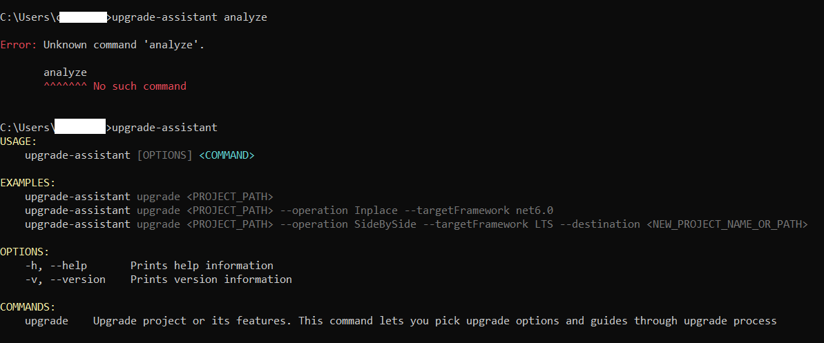 Error Unknown Command Analyze · Issue 1491 · Dotnet Upgrade Assistant · Github