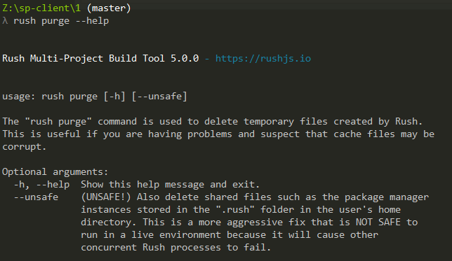 "rush purge --help" not working properly · Issue #751 · microsoft/rushstack · GitHub