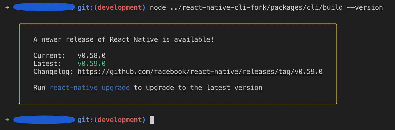 Show new version + upgrade help text in CLI · Issue #189 · react-native-community/cli · GitHub