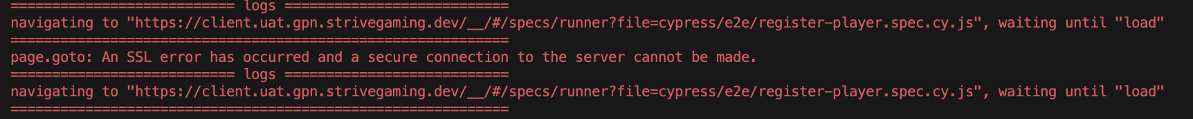 Safariwebkit Tests Fail With Pagegoto An Ssl Error Has Occurred And A Secure Connection To 