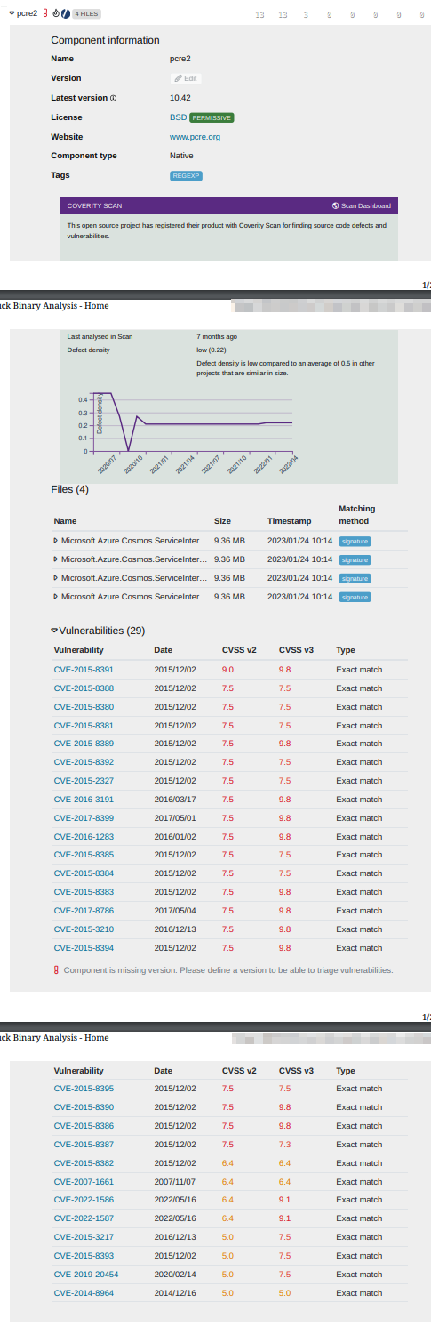 Blackduck Scan Reports Vulnerability In Pcre2 Referenced By Microsoft Azure Cosmos
