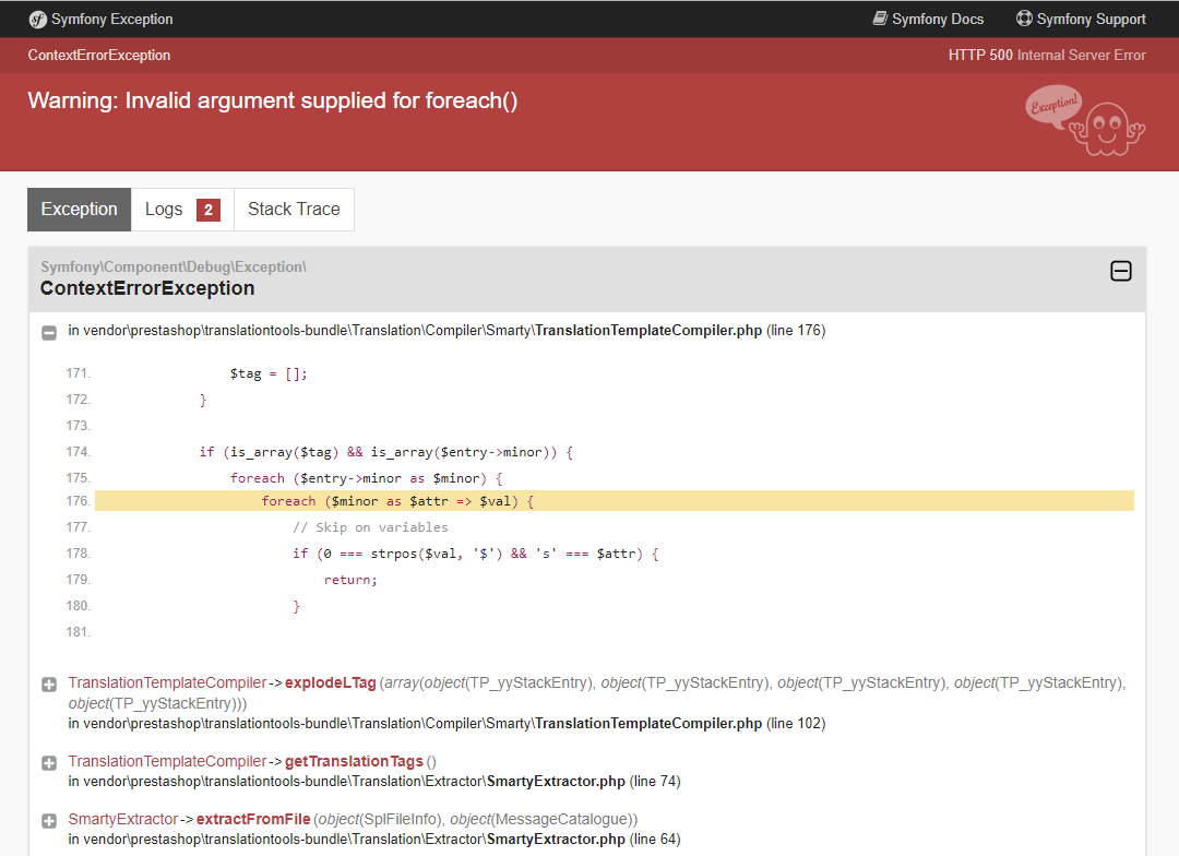 Unable to load theme's translation form in Back Office · Issue #12295 ...